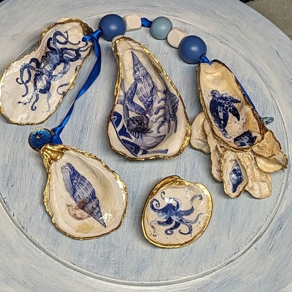 Hand Crafted | Accents | Handmade Beach Themed Decoupaged Oyster Shells ...